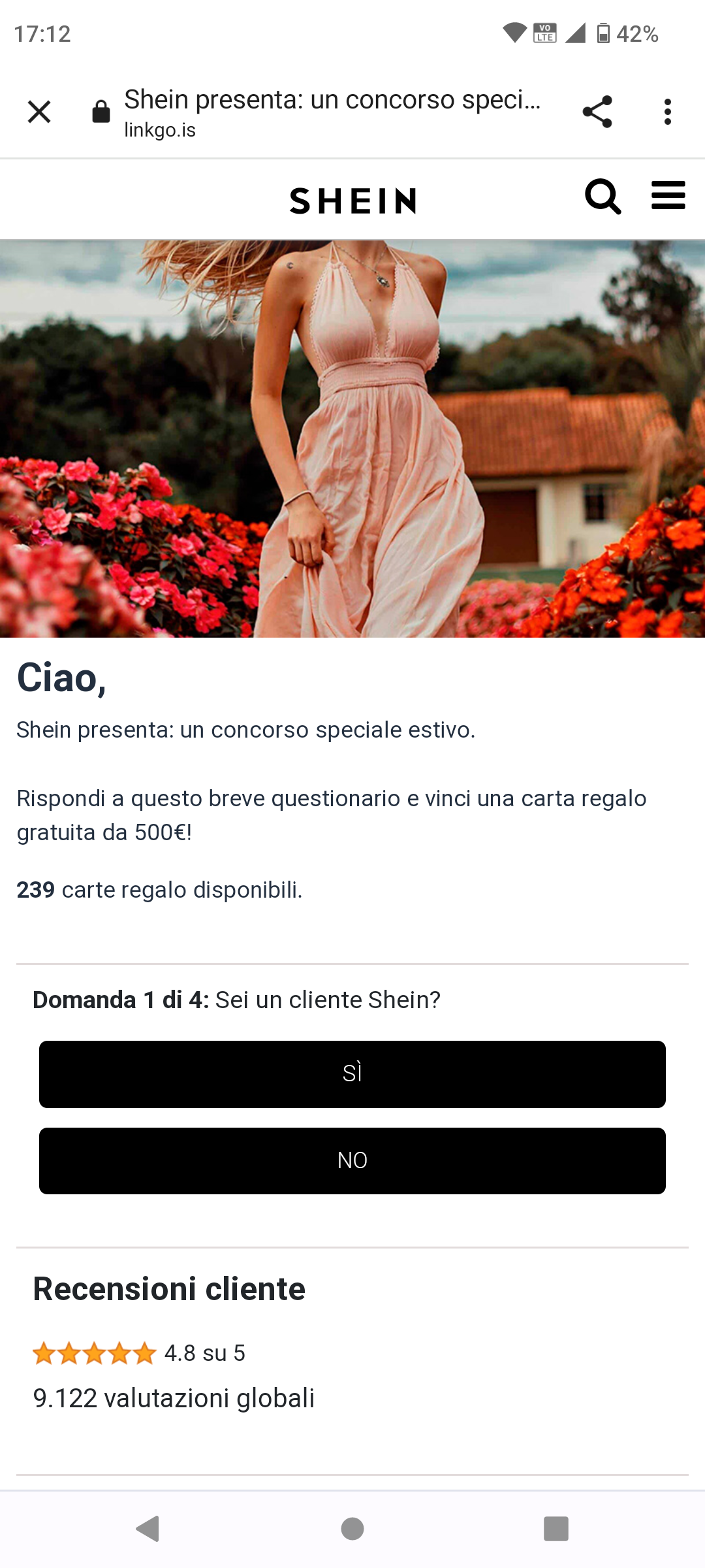 Non esiste alcun "buono regalo da 500€ di Shein per te"